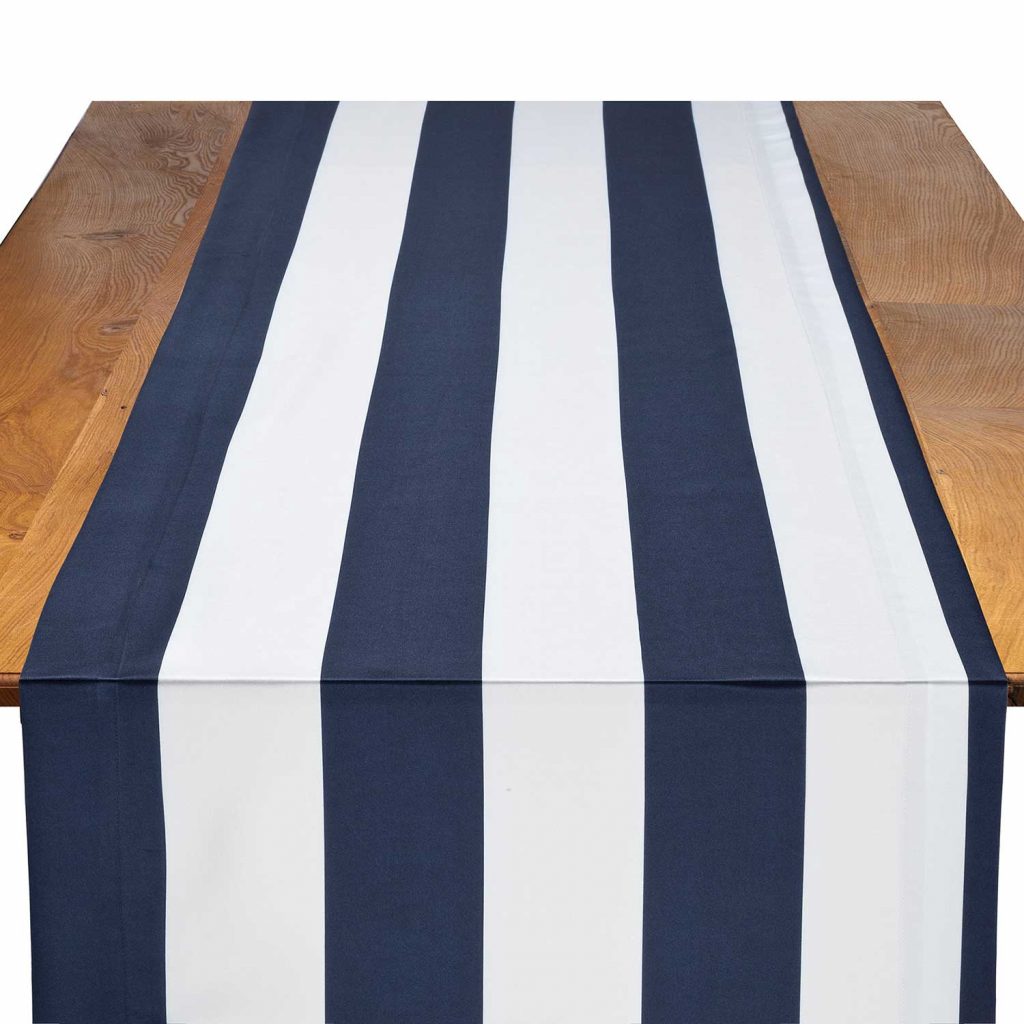 Mod Stripe Navy Table Runner - Linen Rentals | Wedding Table Linen ...
