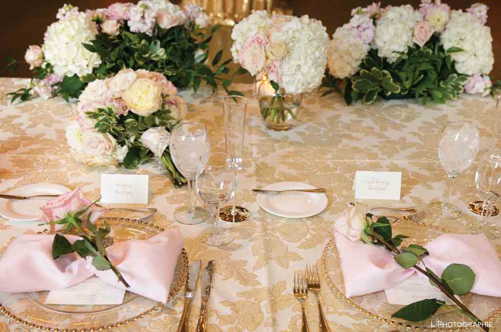 Couple Spotlight: Megan and Anthony's Pink and Gold Wedding - Linen ...