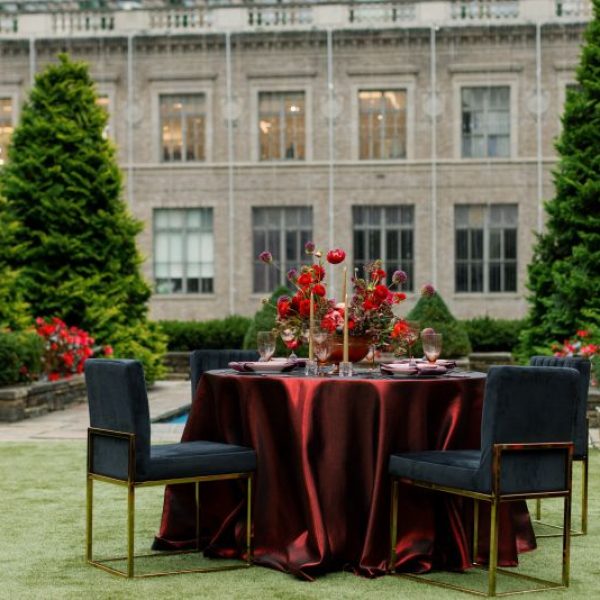 Orly Garnet Red Tablecloth | Burgundy Metallic Table Linen